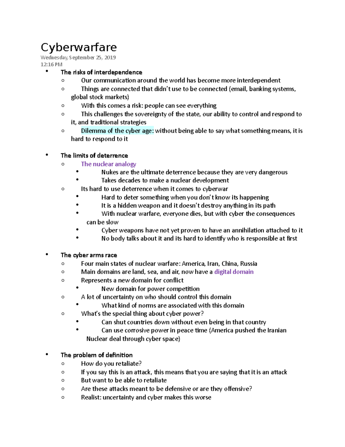 Cyberwarfare - notes on the risk of interdependence, the limits of ...