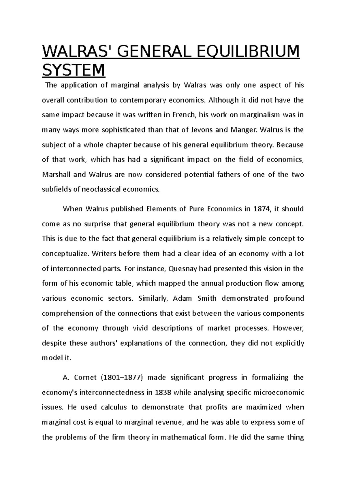 Walras' General Equilibrium System - WALRAS' GENERAL EQUILIBRIUM SYSTEM ...