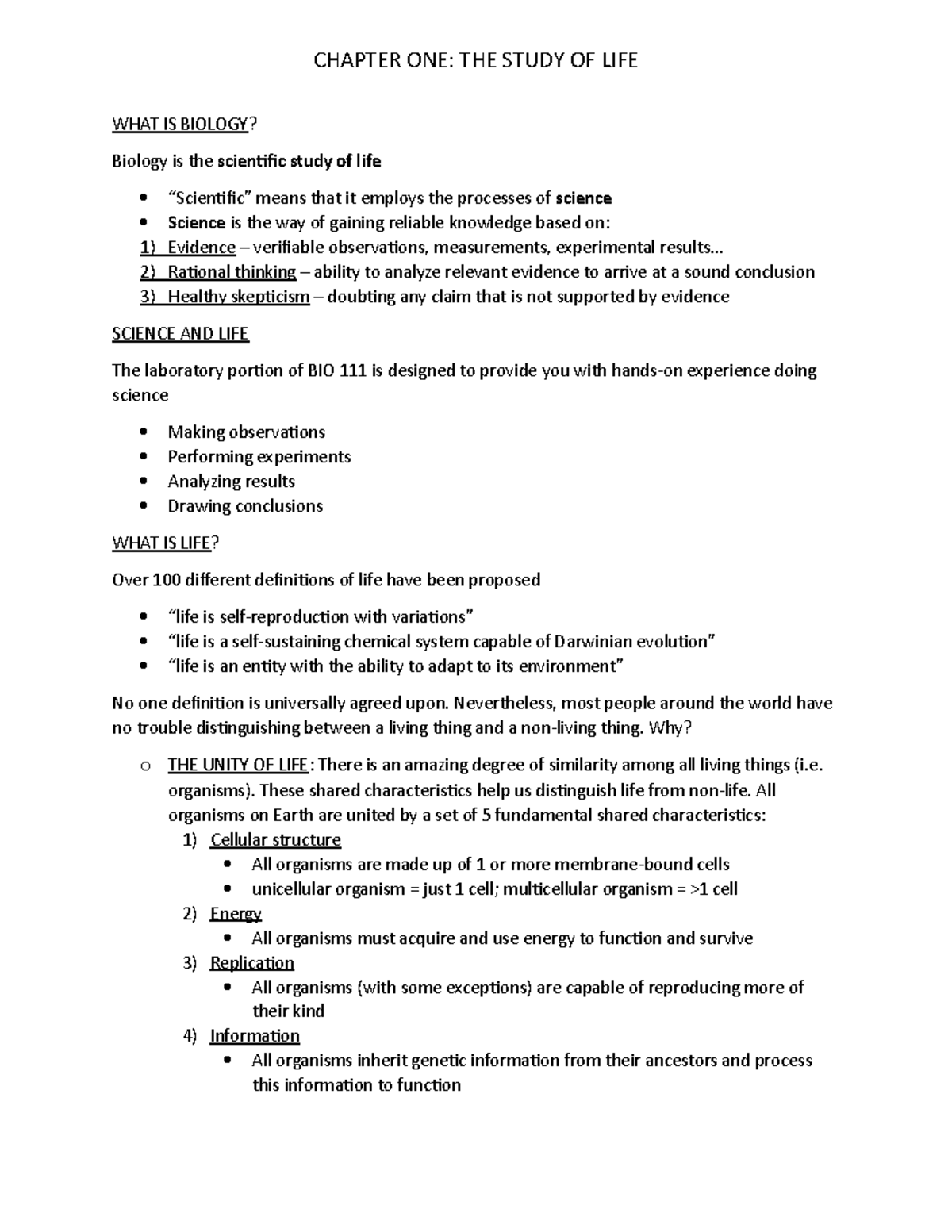 Chapter 1 What is biology - WHAT IS BIOLOGY? Biology is the scientific ...