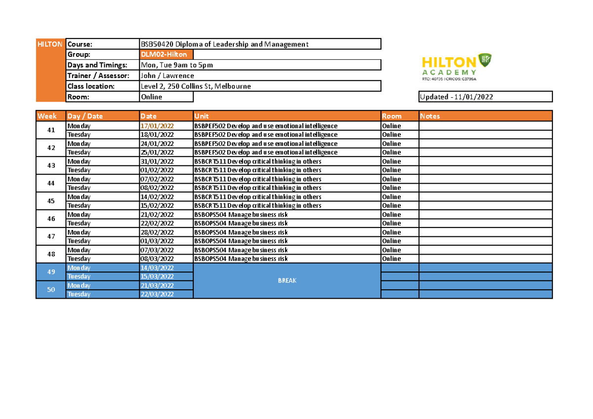 Hilton - DLM02 - John-Lawrence - Mon-Tue - 2022 T1 - HILTON Course ...