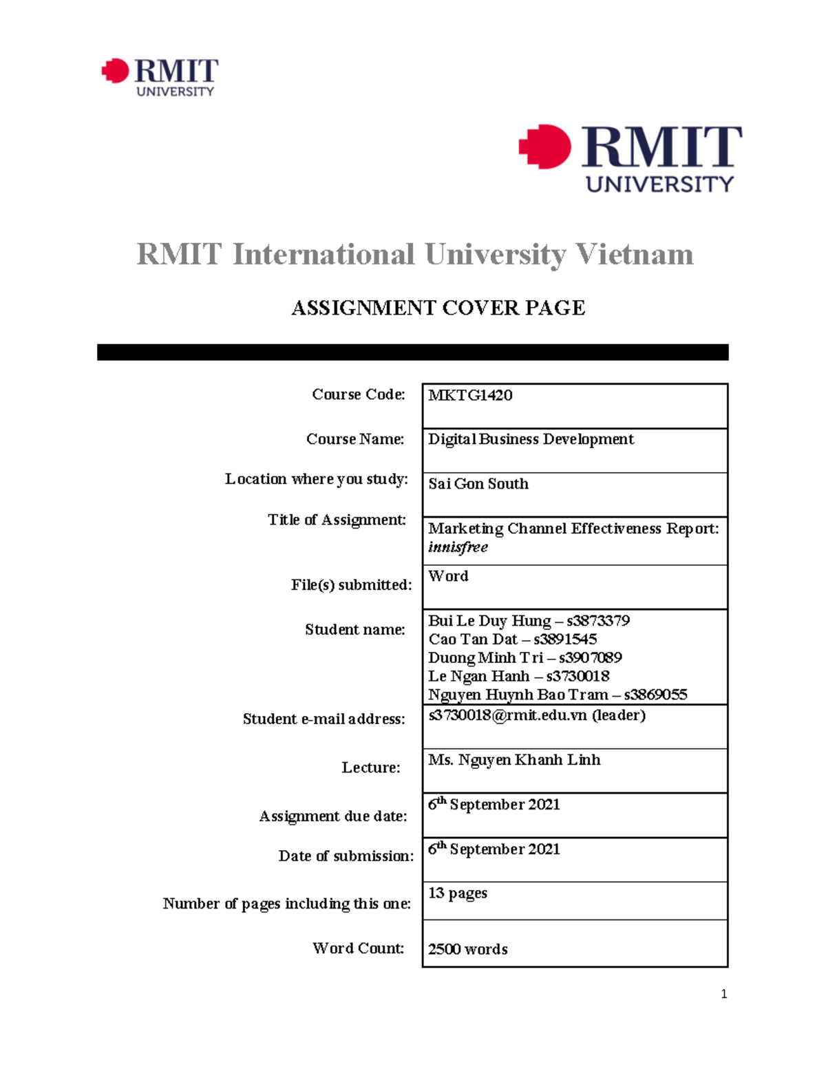 Covidpushing A3A MKTG1420 - RMIT International University Vietnam ...