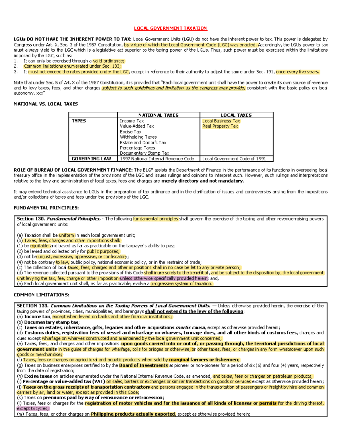 LOCAL TAXATION AND REAL PROPERTY TAX - LOCAL GOVERNMENT TAXATION LGUs ...