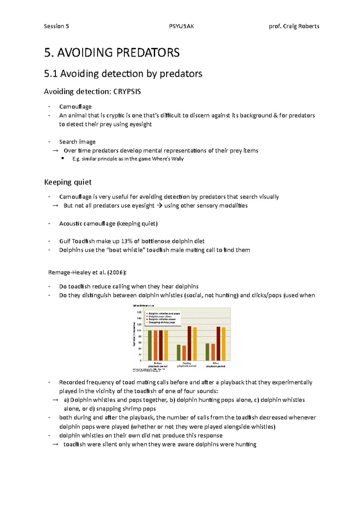 5. Avoiding Predators - Lecture with prof. Craig Roberts - 5. AVOIDING ...