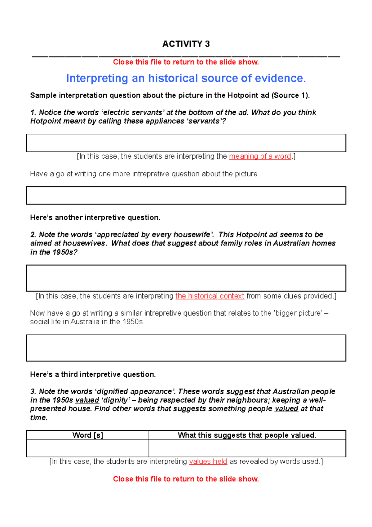 Activity 3 Interpretation - ACTIVITY 3 Close this file to return to the ...