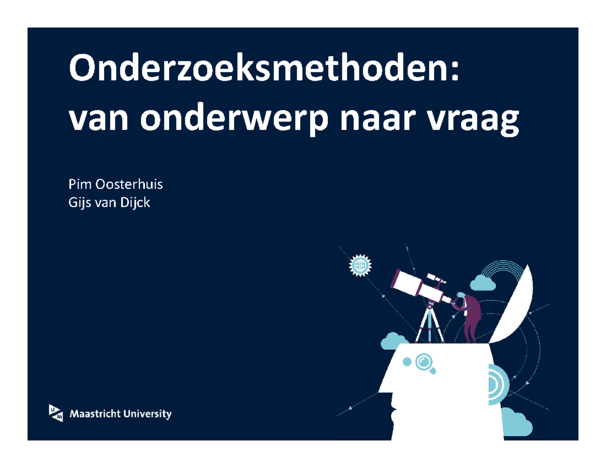 HC (Van onderwerp naar vraag (12april 2021) - Onderzoeksmethoden: van ...