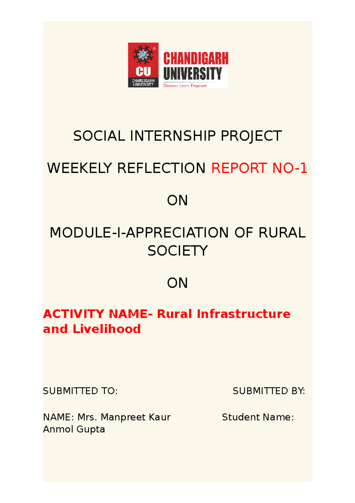 Social internship-1 - Hoo - SOCIAL INTERNSHIP PROJECT WEEKELY ...