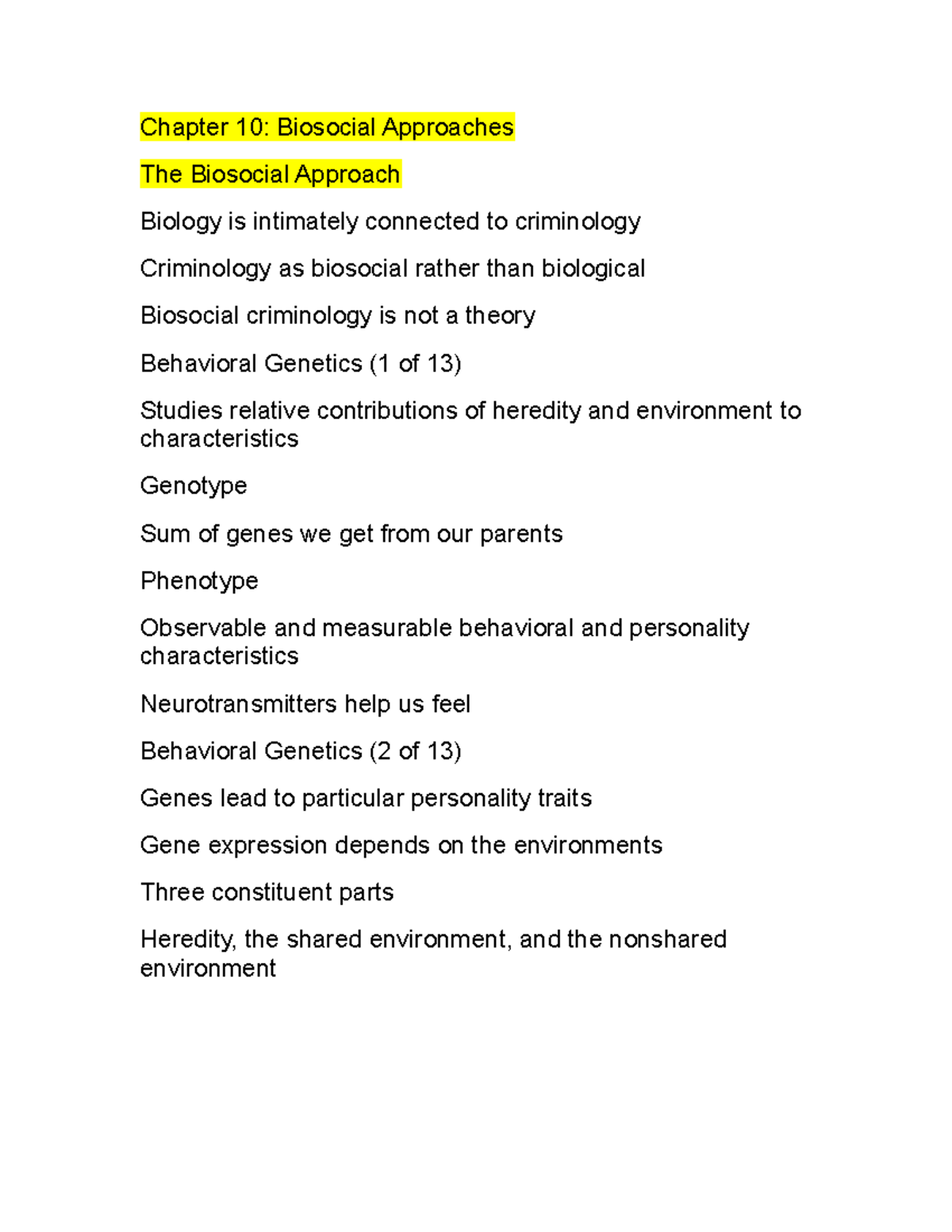 Chapter 10 - Biology is intimately connected to criminology Criminology ...