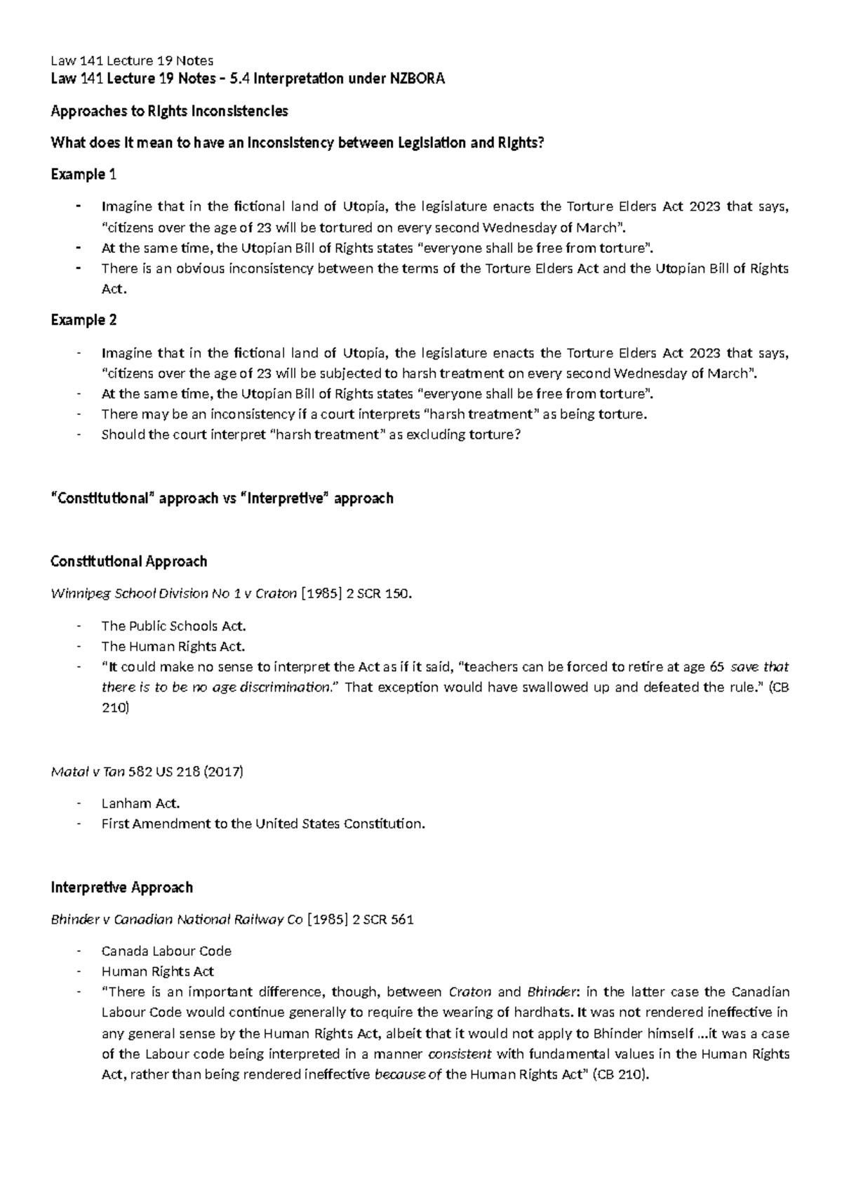 Law 141 Lecture 19 Notes - Law 141 Lecture 19 Notes – 5 Interpretation ...