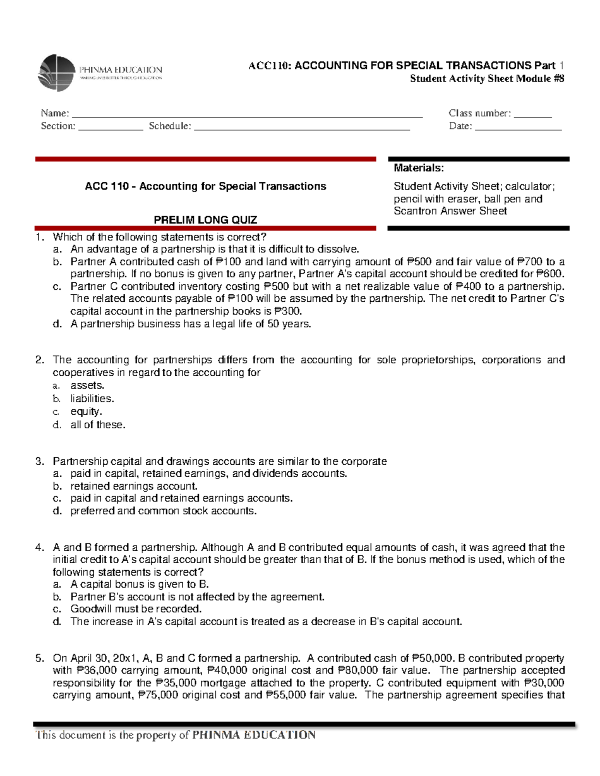 ACC-110 Day-8 SAS - Hope help - Student Activity Sheet Module # Name ...