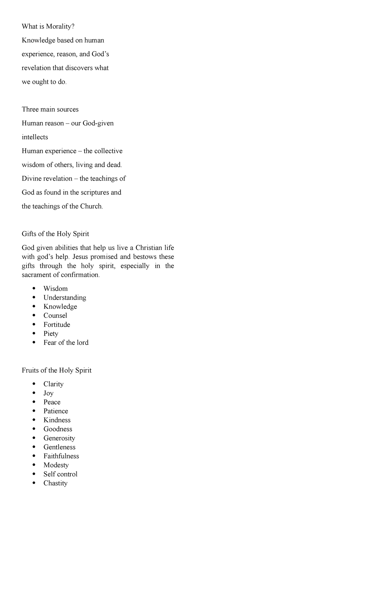 Reed notes - What is Morality? Knowledge based on human experience ...