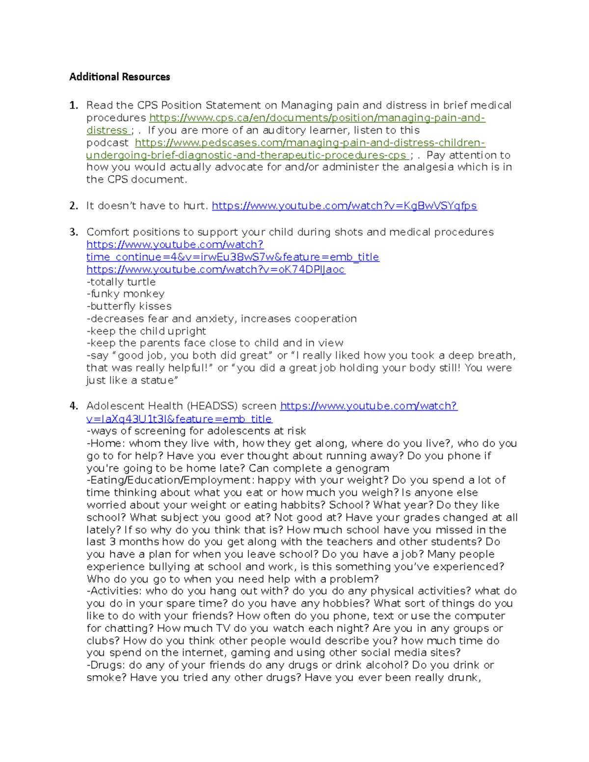 Additional Resources - notes from unit 2 readings - Additional ...