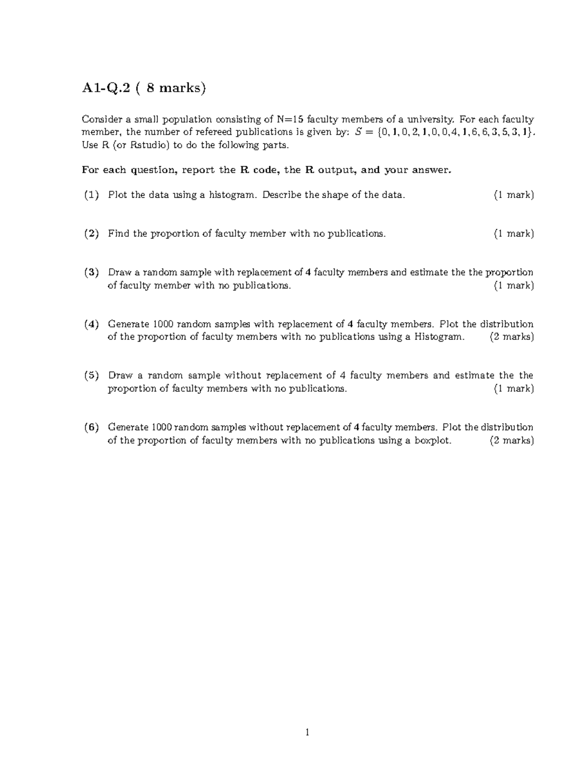 Assignment-1-Question-2 for STA304 Surveys Sampling and Observational Data - A1-Q ( 8 marks ...