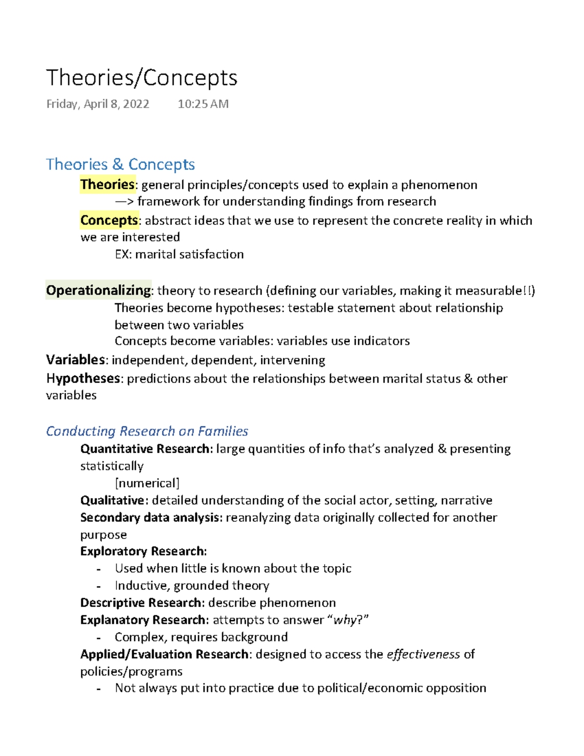 Theories Concepts - Theories & Concepts Theories: general principles ...