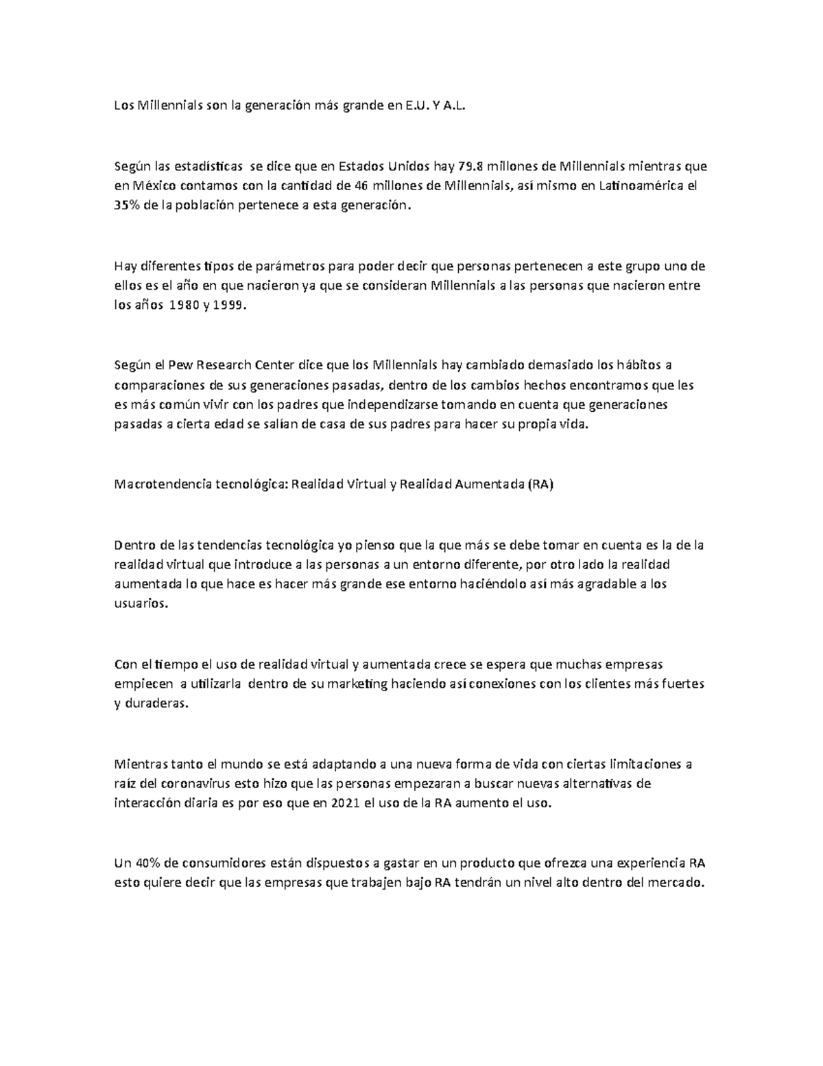 Los Millennials son la generación más grande en E - Y A. Según las ...