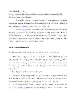 R v Stinchcombe v1 - study notes - R v STINCHCOMBE [1991] 3 SCR 326 ...