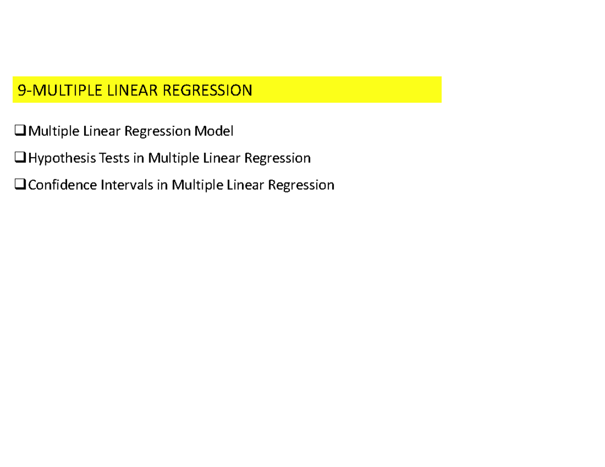 9- Multiple Linear Regression - 9-MULTIPLE LINEAR REGRESSION Multiple ...