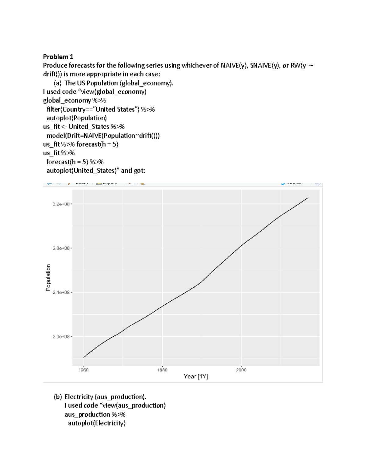 HW #4 - homework - Problem 1 Produce forecasts for the following series ...
