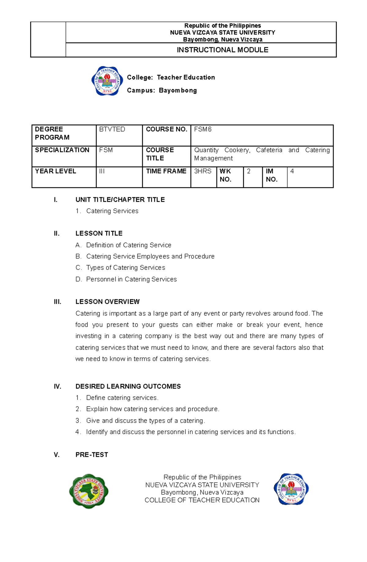 Module - Essays - NUEVA VIZCAYA STATE UNIVERSITY Bayombong, Nueva ...