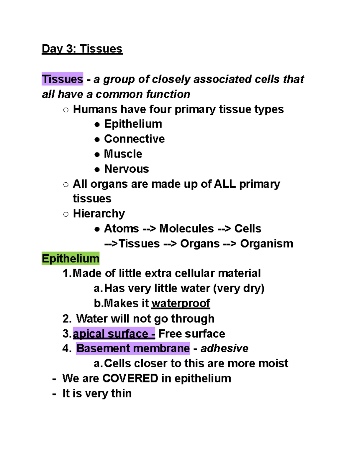 Tissues Muscle Nervous System - Day 3: Tissues Tissues - a group of closely associated cells ...