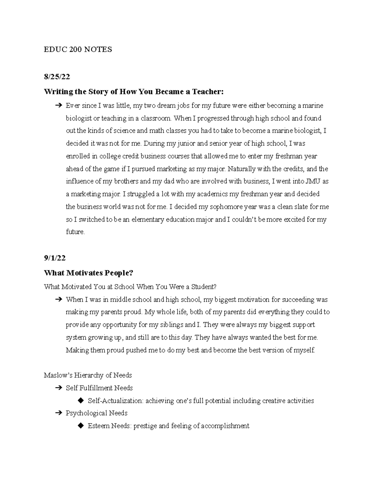 EDUC 200 Notes UNIT 1 - EDUC 200 NOTES 8/25/ Writing the Story of How ...