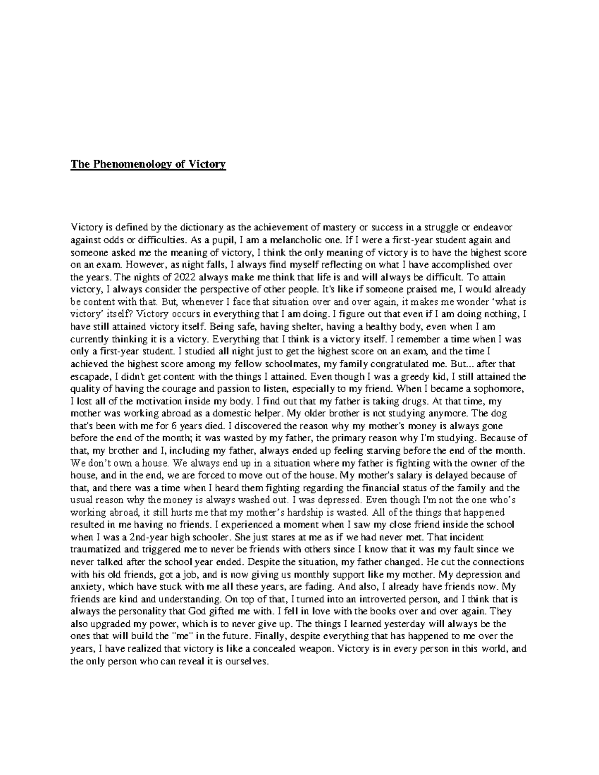 Phenomenological Paper - NAME: LONGARES, CHRISTINE S. DATE: Friday ...