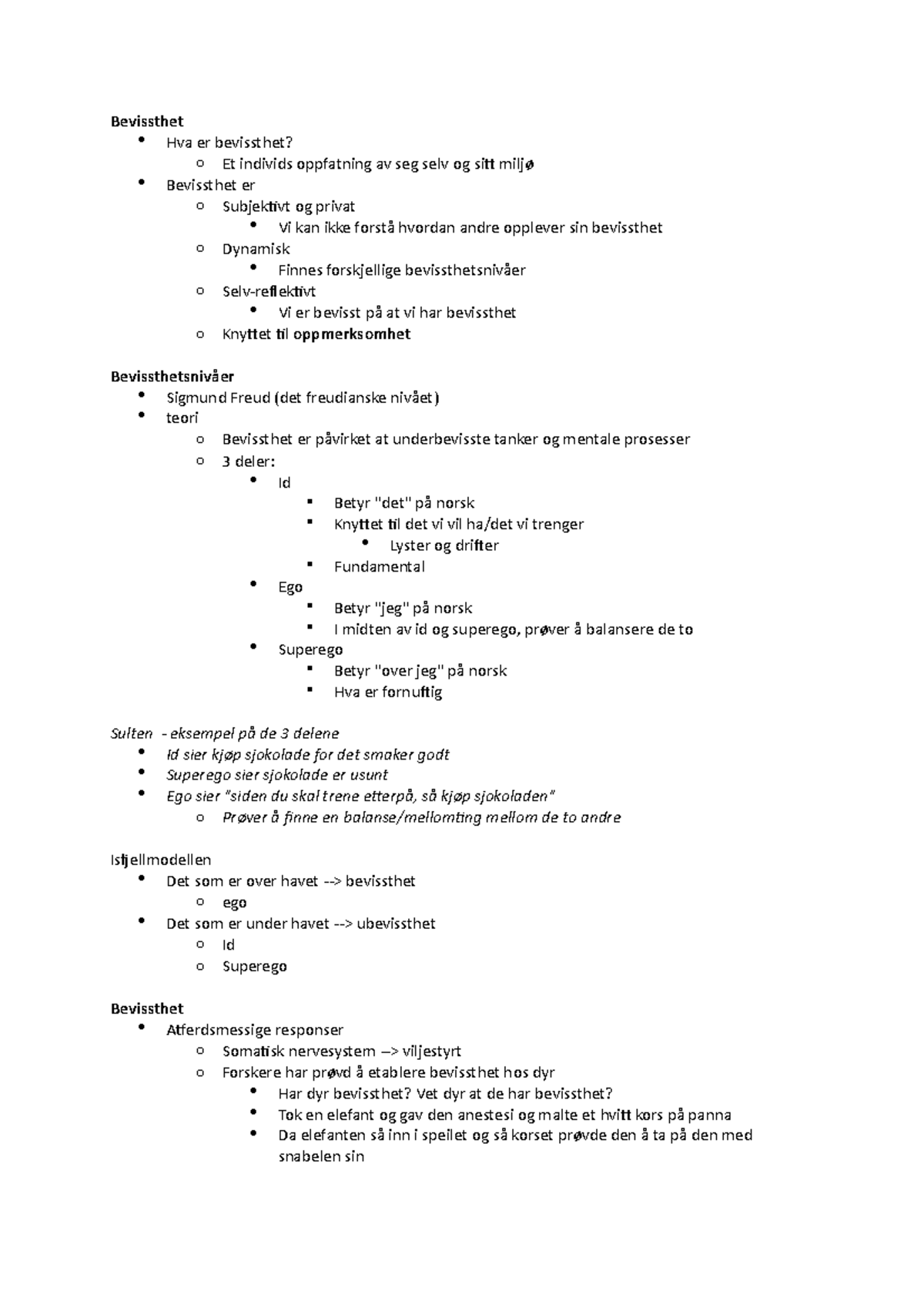 Psyk111 forelesning bevissthet og læring - Bevissthet Hva er bevissthet? o Et individs ...
