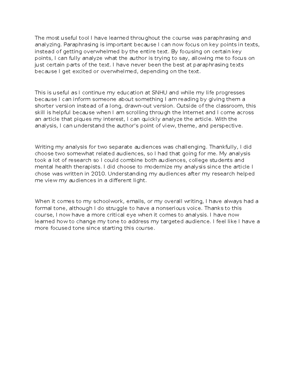 Eng 130 Final Discussion - The most useful tool I have learned ...