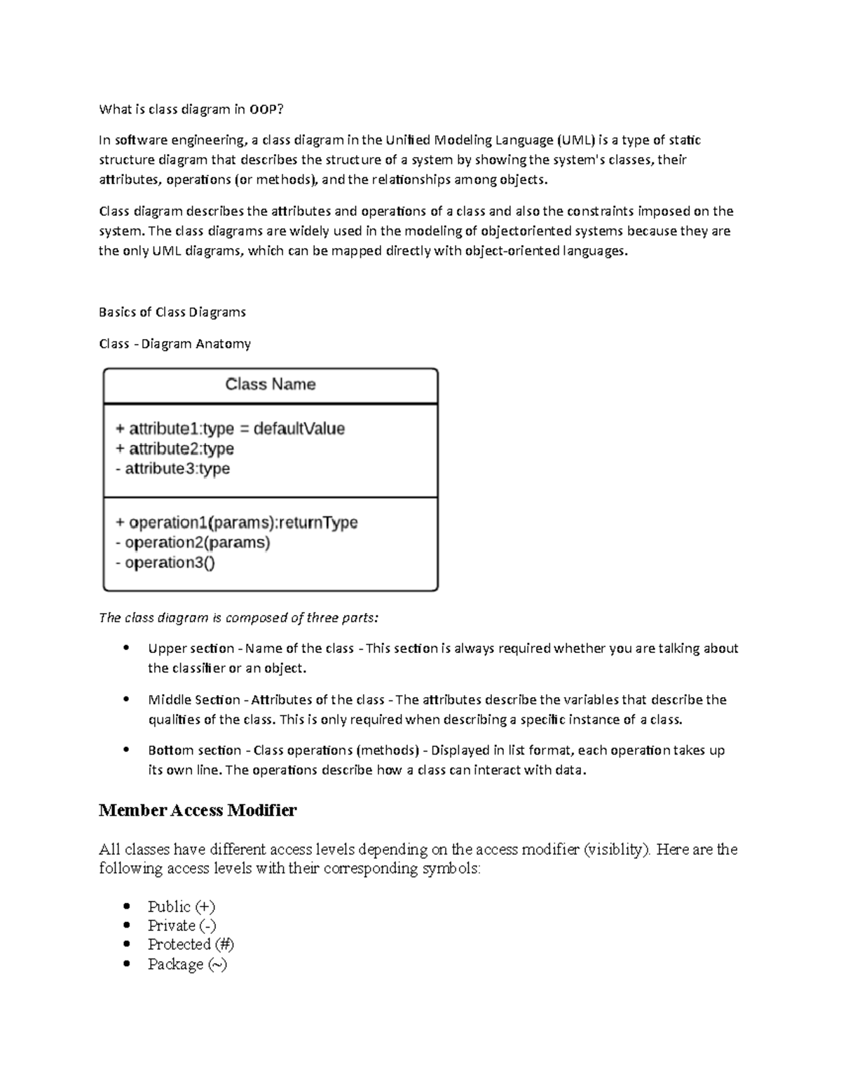 Class Diagrams Lecture Notes Lecture 1 What Is Class Diagram In OOP