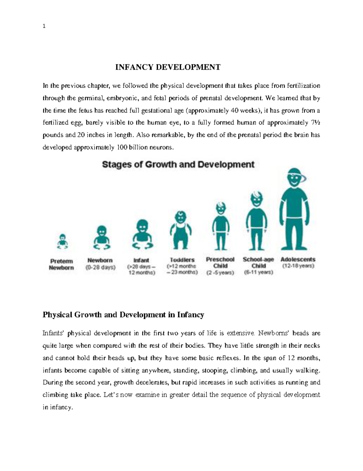 1 Physical Growth and Development in Infancy - INFANCY DEVELOPMENT In ...