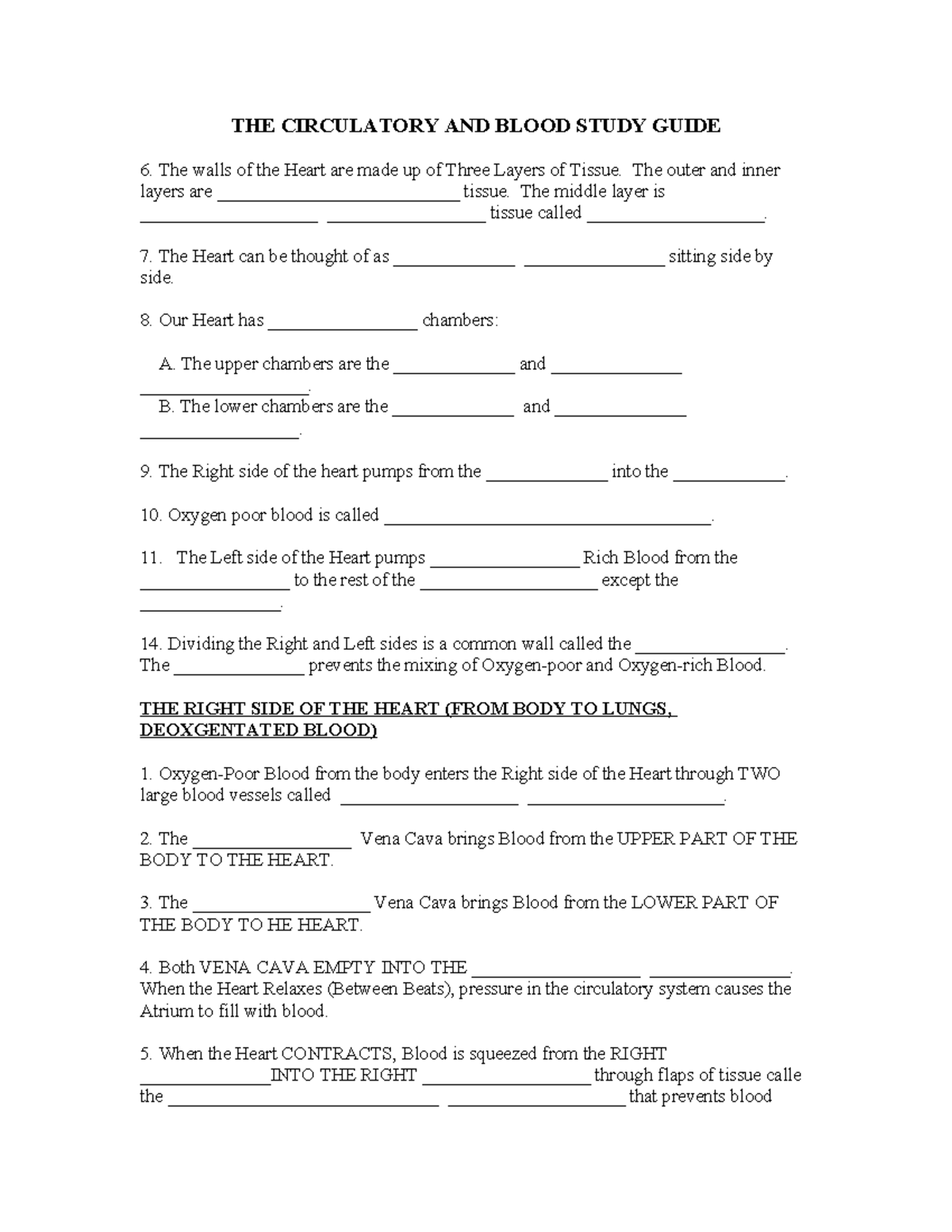 THE Circulatory AND Blood Study Guide - THE CIRCULATORY AND BLOOD STUDY ...