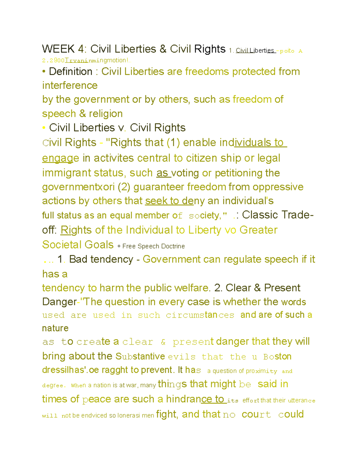 Civil 1 - WEEK 4 : Civil Liberties & Civil Rights 1. Civil Liberties ...