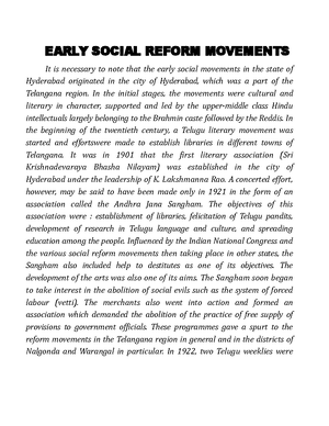 Early Social Reform Movements - EARLY SOCIAL REFORM MOVEMENTS It is ...