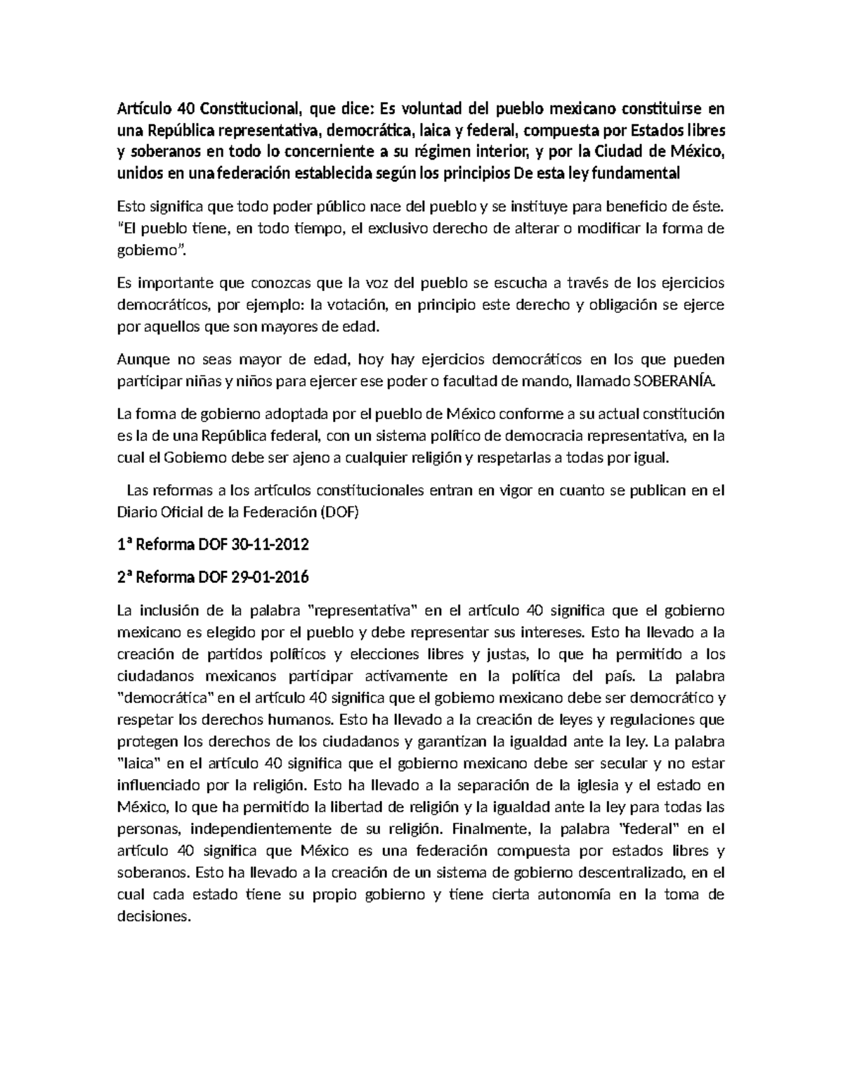 Artículo 40 Constitucional - “El pueblo tiene, en todo tiempo, el ...