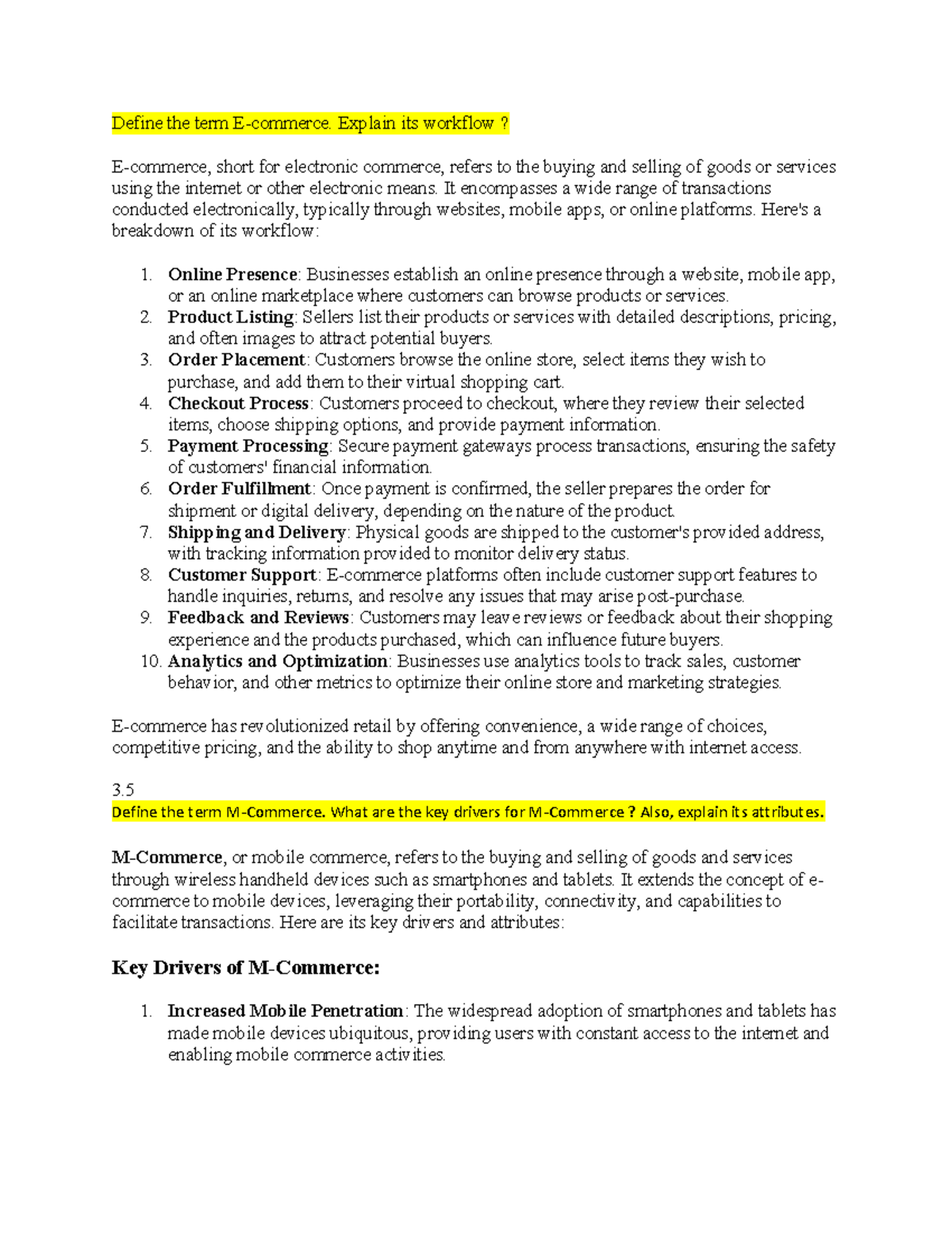 E Commerce E Commerce Notes Define The Term E Commerce Explain Its 2942