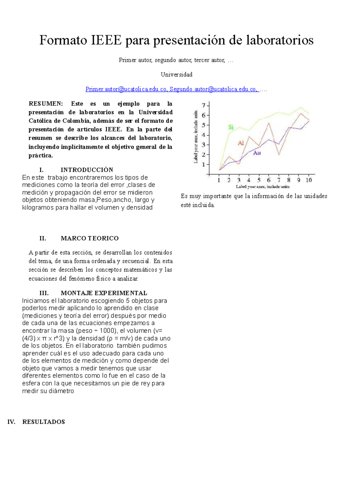 Formato IEEE para presentacion de labora - Formato IEEE para presentación de laboratorios Primer ...
