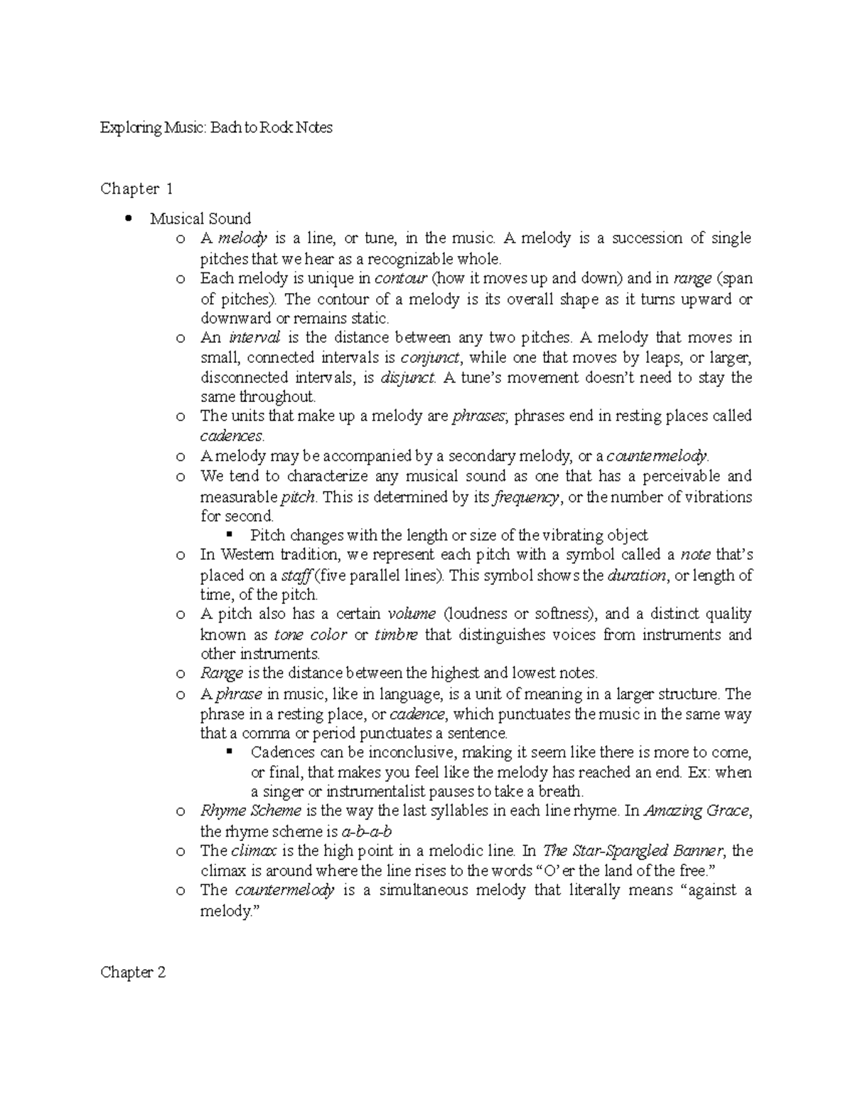 Exploring Music - Bach to Rock Notes - Exploring Music: Bach to Rock ...