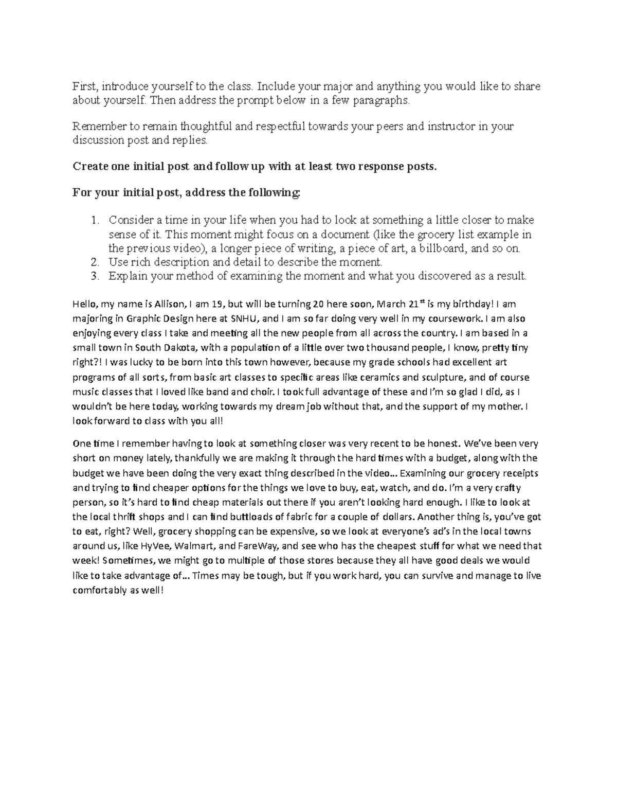 Module 1 Discussion - Professor Morrison - First, introduce yourself to ...