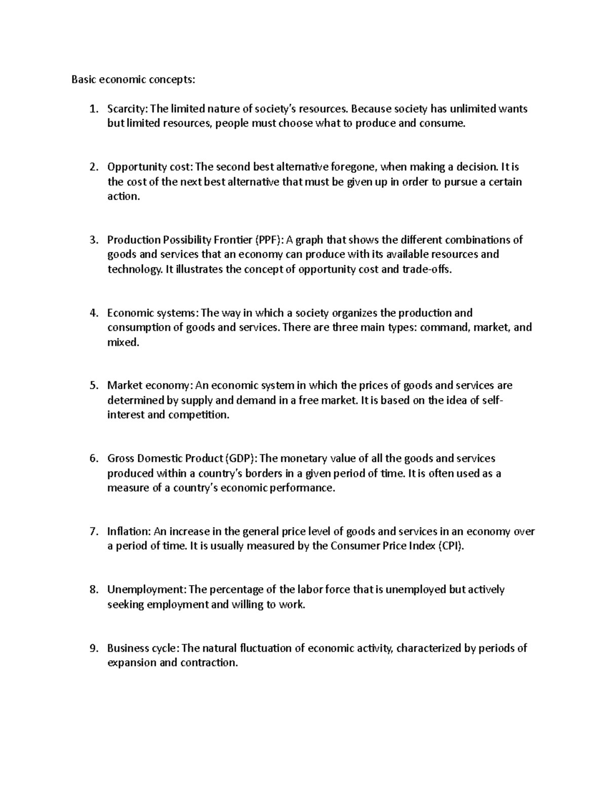 Basic economic concepts - Basic economic concepts: Scarcity: The ...