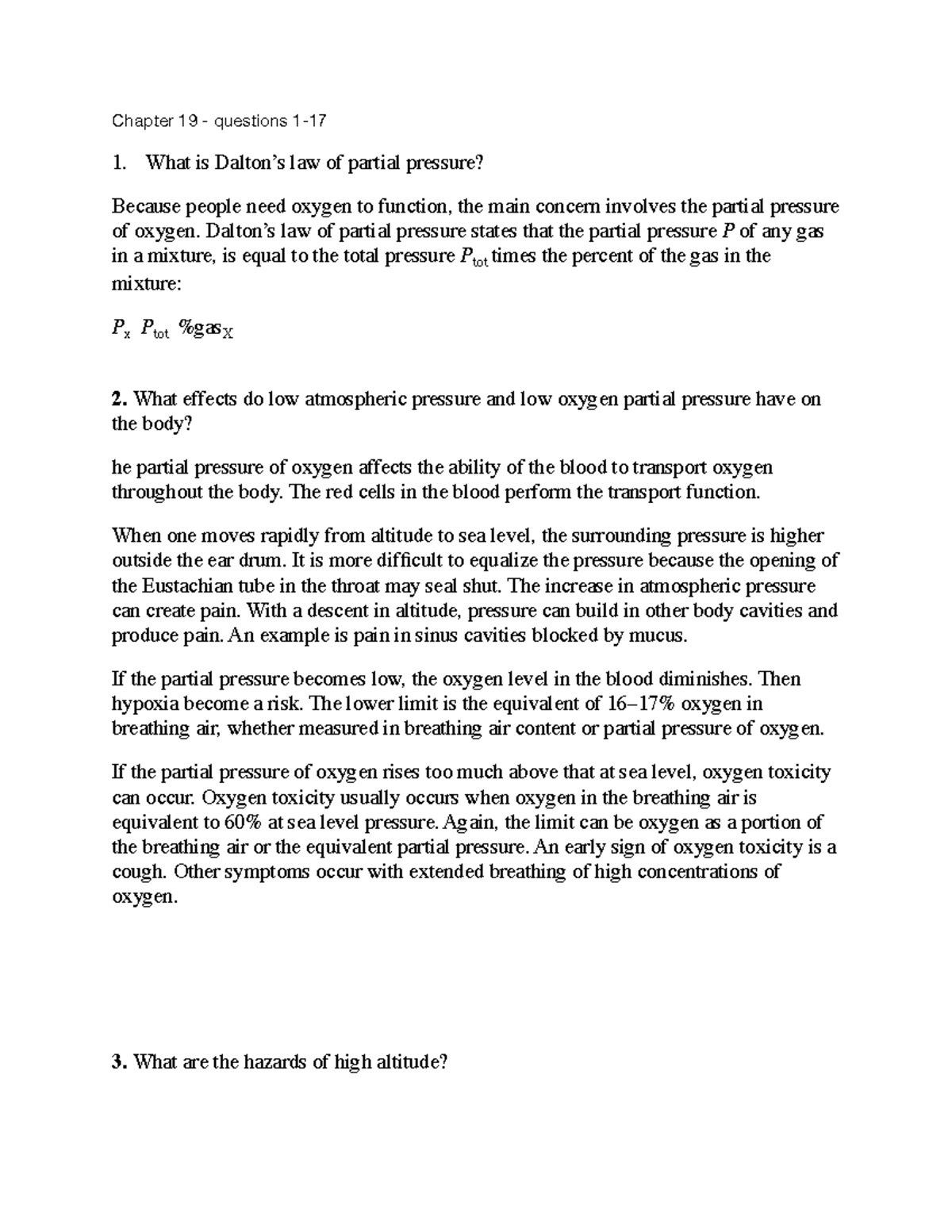 Chap 19 safety - my notes - Chapter 19 - questions 1- What is Dalton’s ...