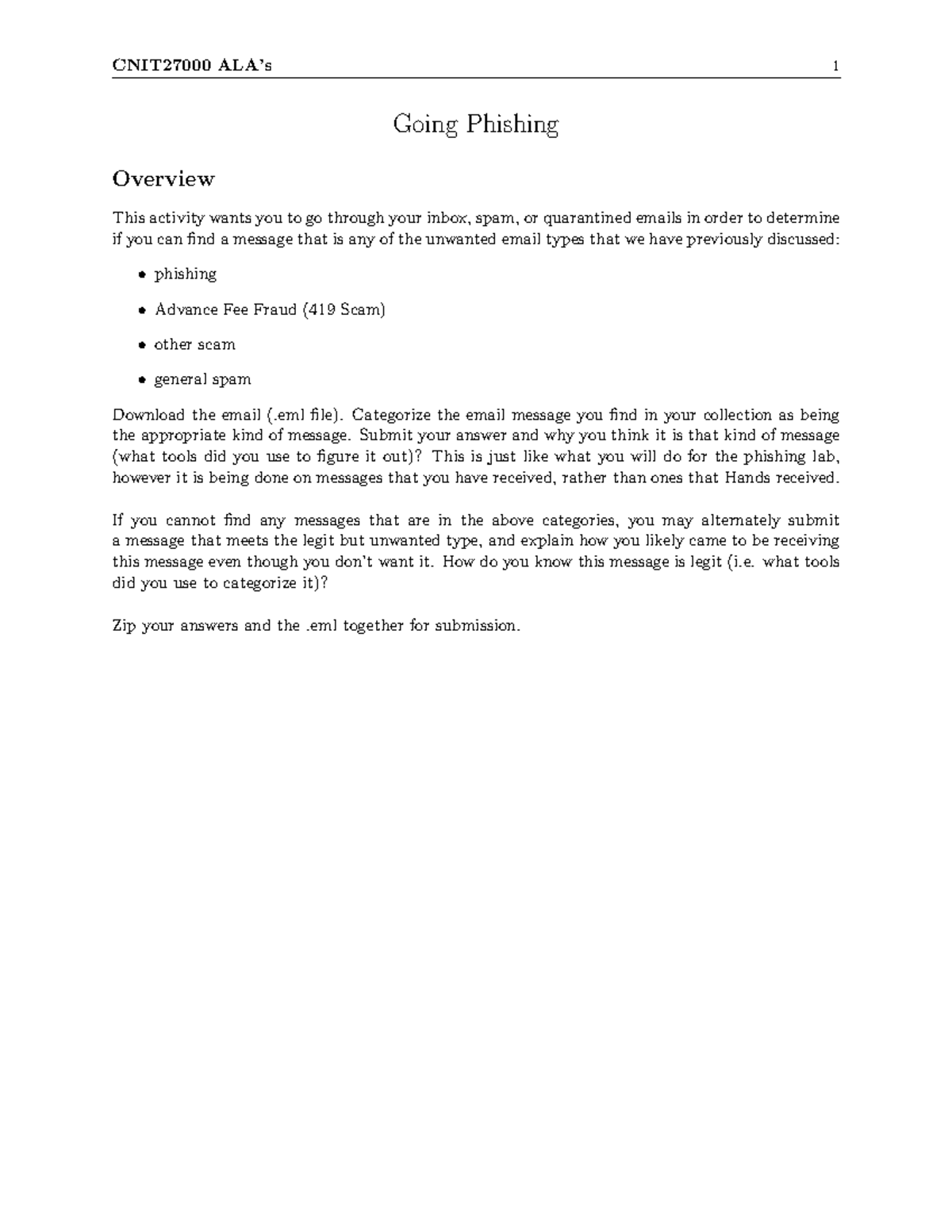 3 ALA Example Phish - sfdfd - CNIT27000 ALA’s 1 Going Phishing Overview ...