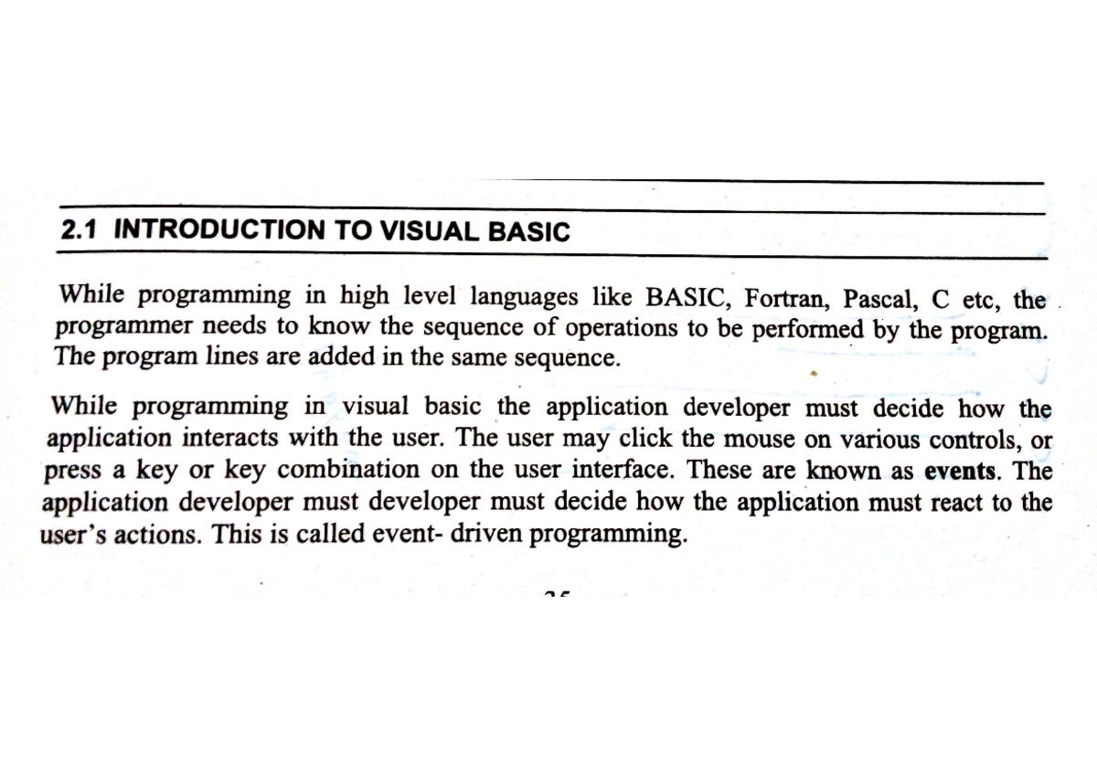 Introduction to visual basic - Bachelor of Computer Application - Studocu
