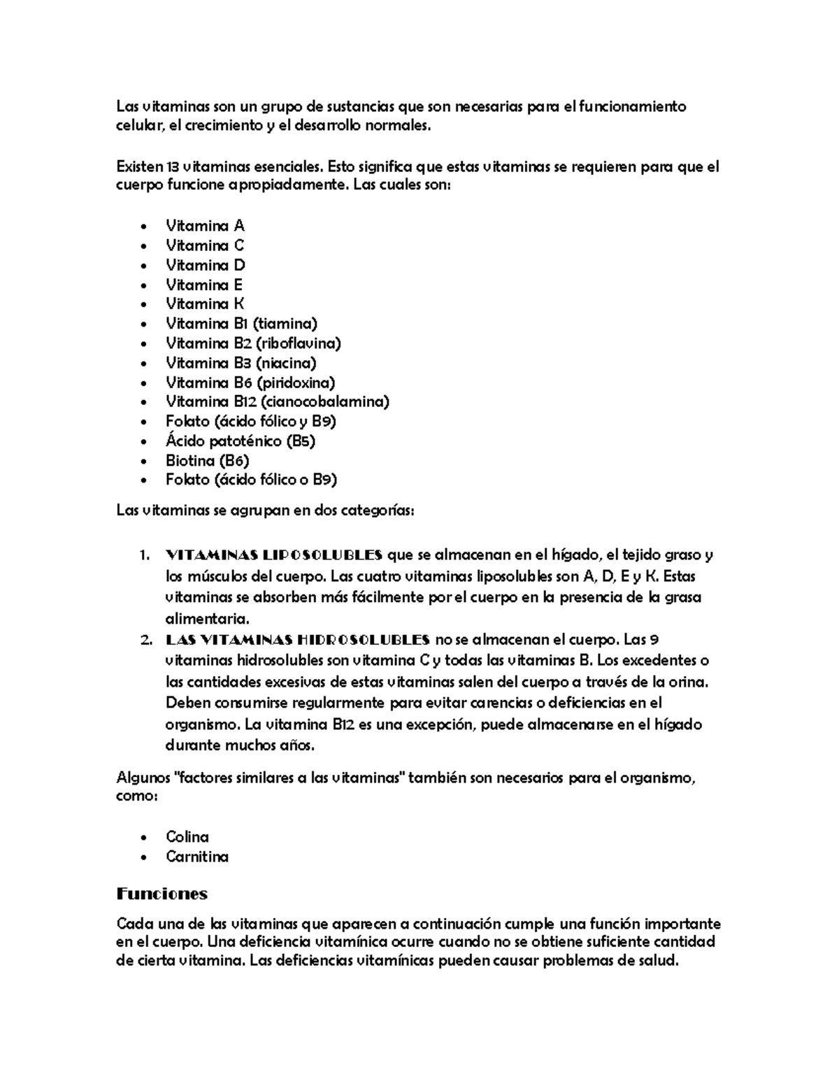 Las vitaminas - Existen 13 vitaminas esenciales. Esto significa que ...