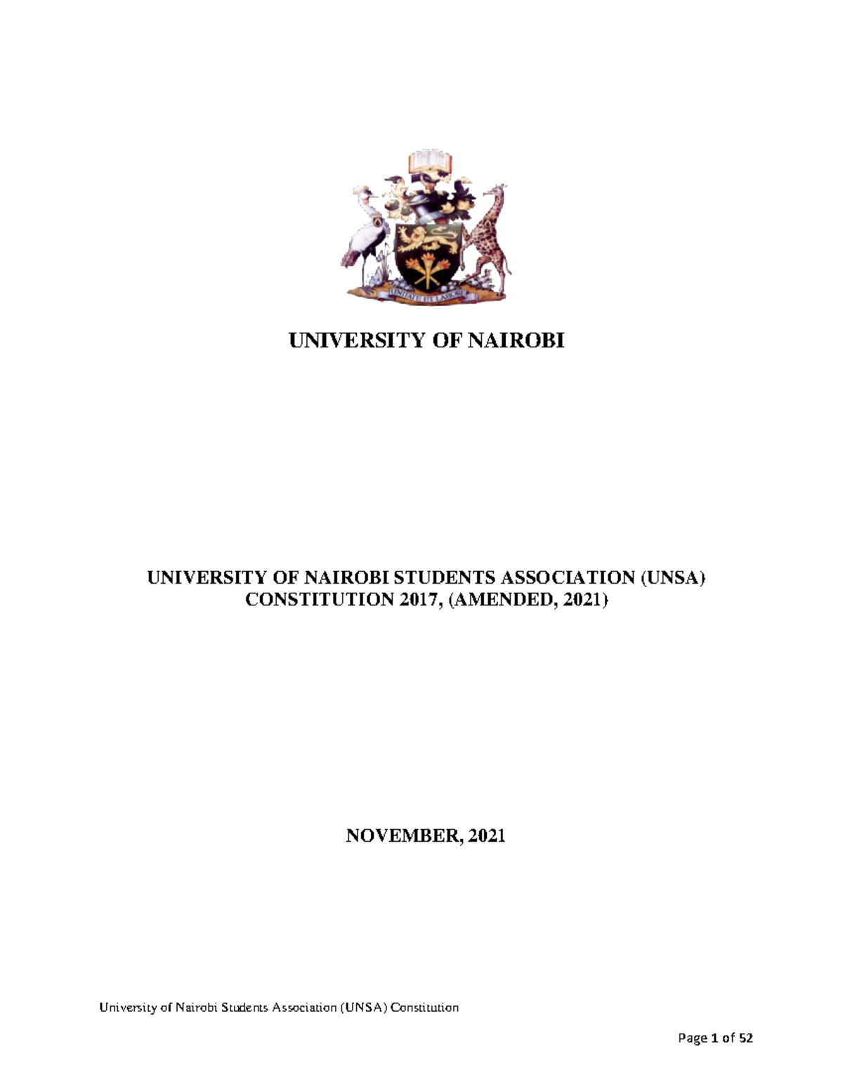 Amended UNSA Constitution, 2017 - ( Final) Approved - University of ...