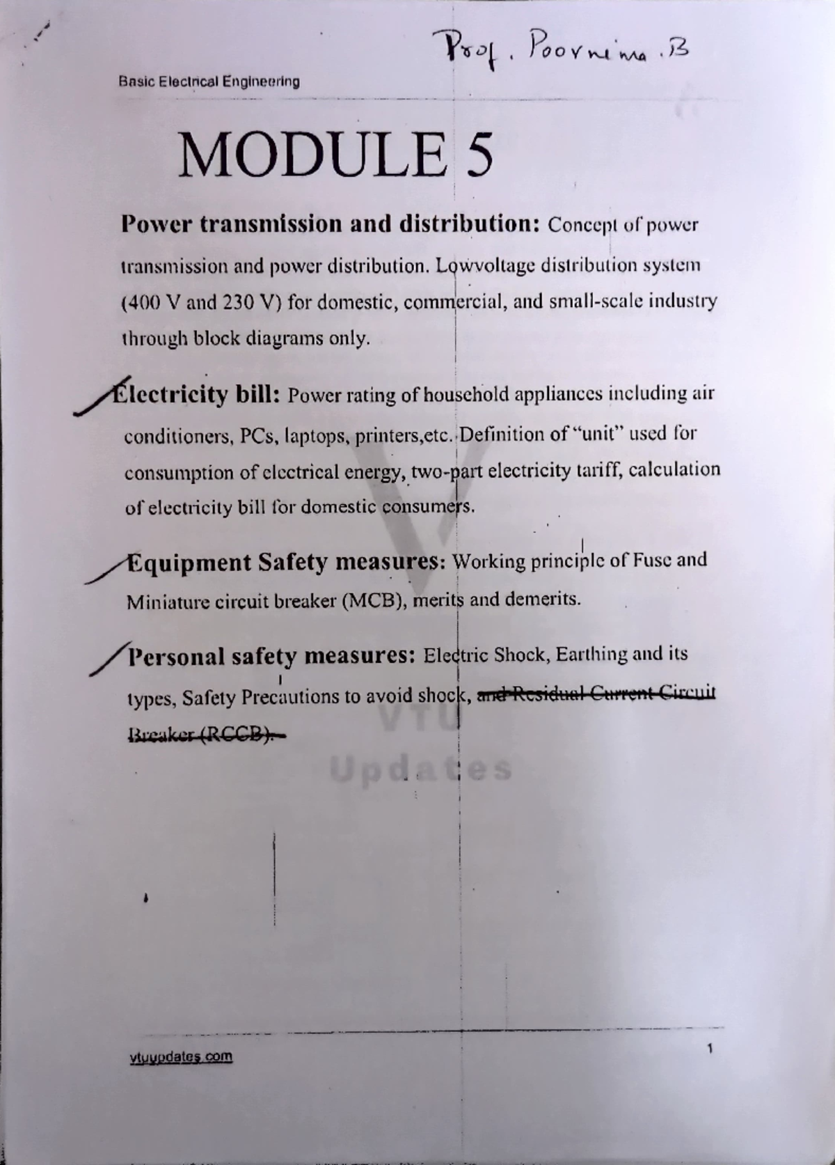 IEE Module 5 Notes - Prof. Poornimal B Basic Electrical Engineering ...