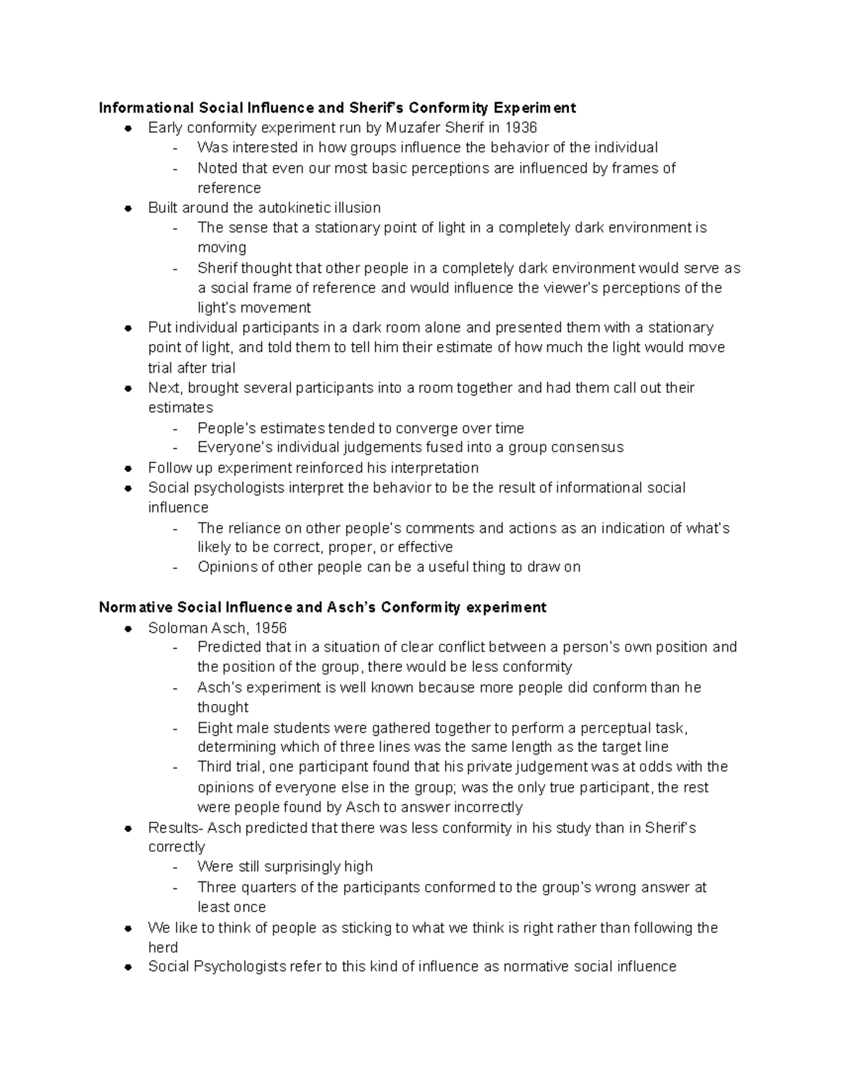 Social Psychology Chapter 9 - Informational Social Influence and Sherif ...