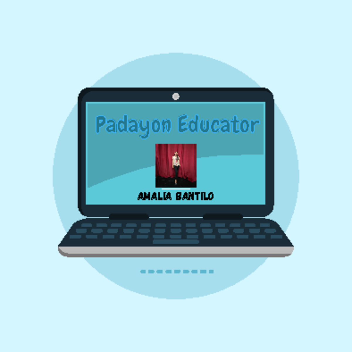 Blue Illustration Laptop Hello Circle Sticker - edukasyon sa ...