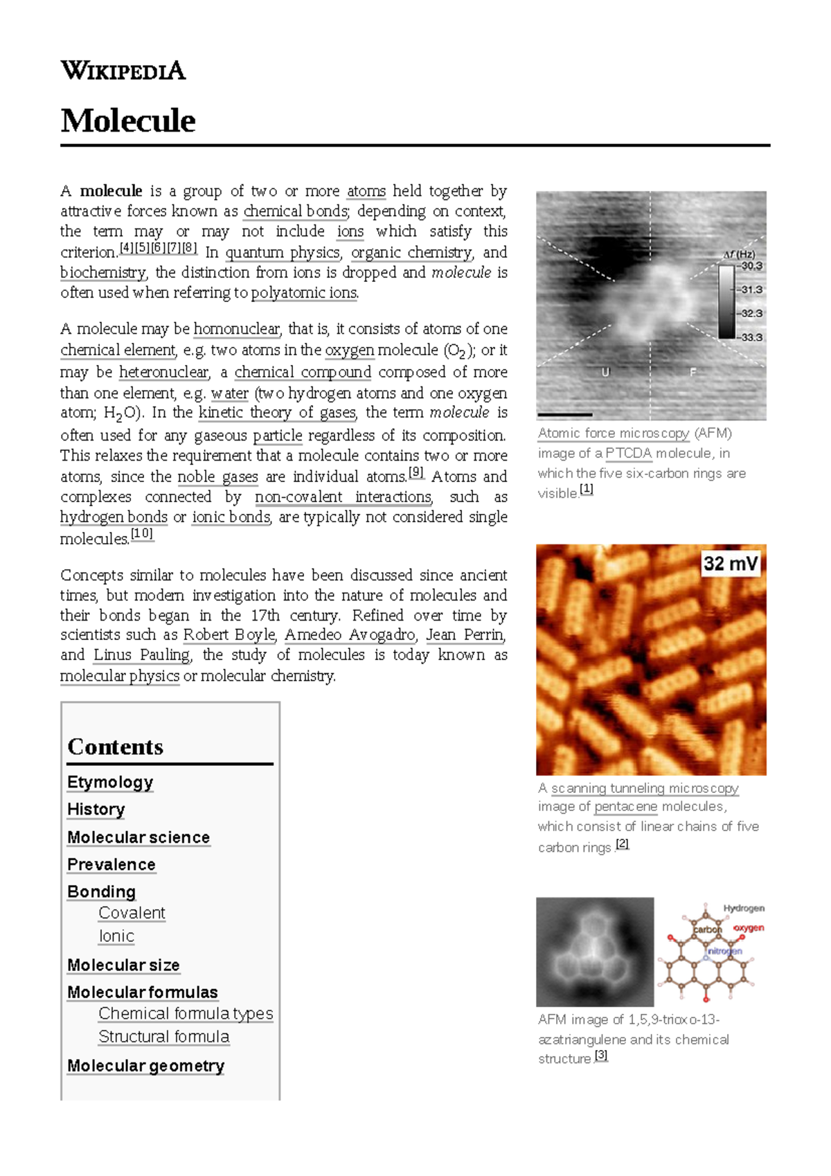 Molecule - Atomic force microscopy (AFM) image of a PTCDA molecule, in ...
