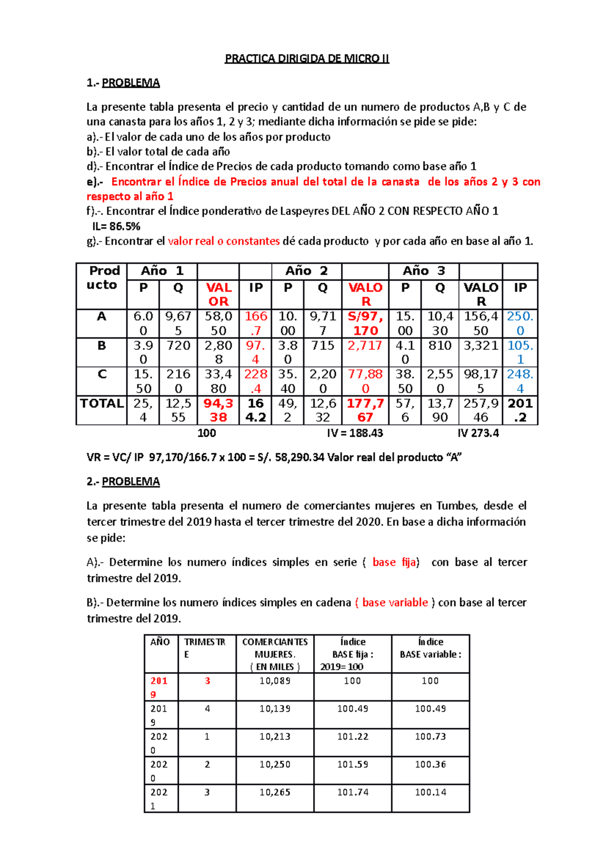 Practica Dirigida DE Micro II - PRACTICA DIRIGIDA DE MICRO II 1.- PROBLEMA La presente tabla ...