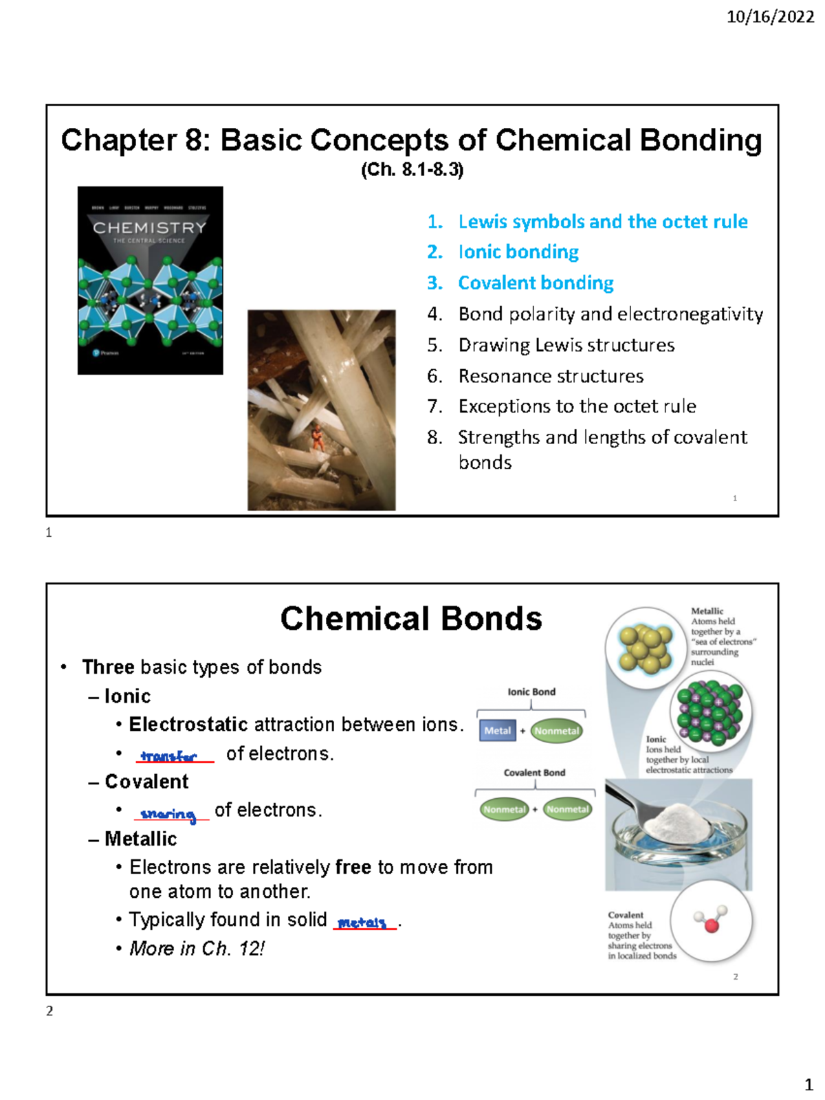 Lecture 19 - Exam 3 - Chapter 8: Basic Concepts of Chemical Bonding (Ch ...