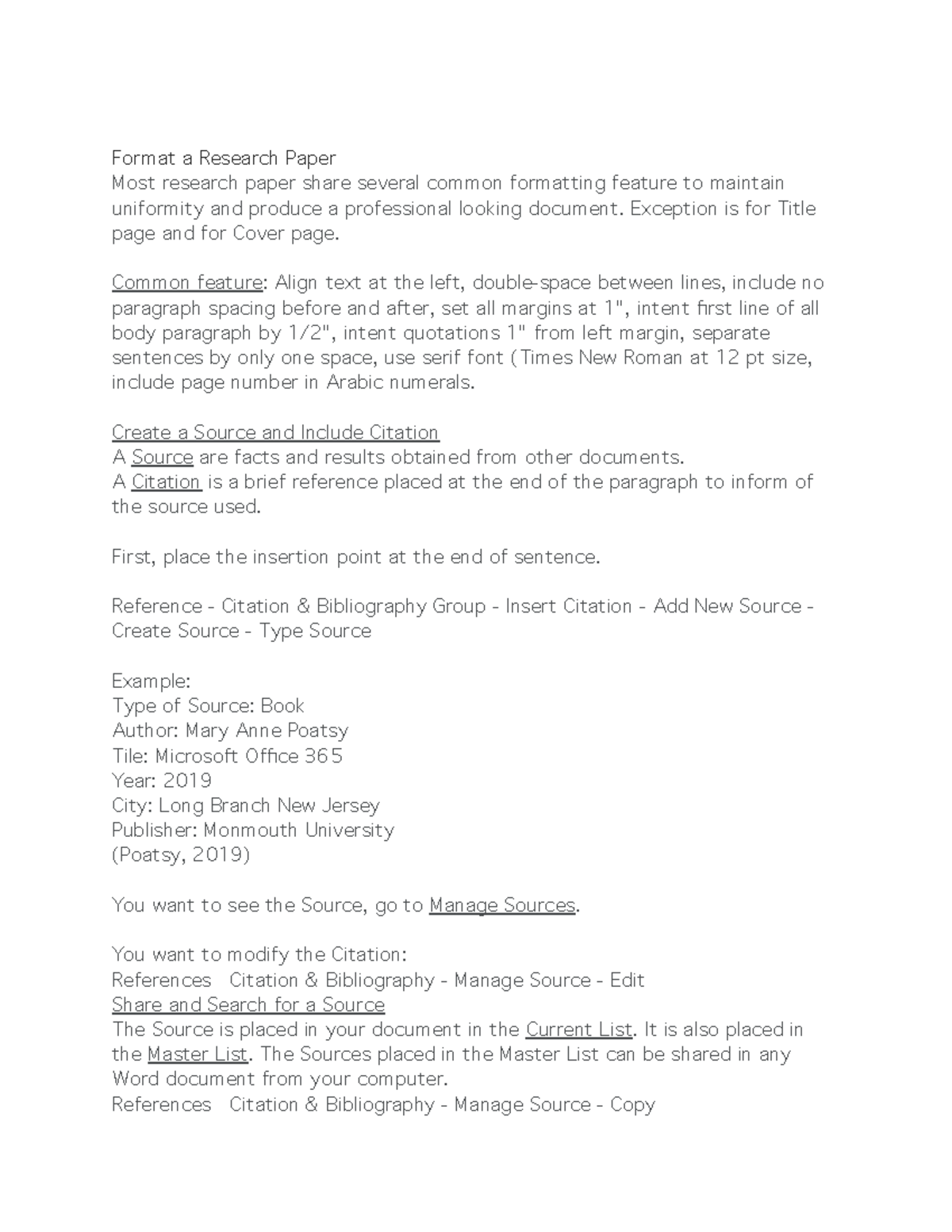 IT-150 Class 9 Lecture Notes - Format a Research Paper Most research ...